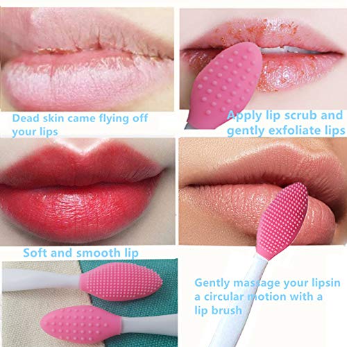 3 PCS Lip Scrub Brush, Double-Sided Silicone Exfoliating Lip Brush, Exfoliating Brush for Men Women Lip Brush Mini Exfoliating Lip Brush lip lightening for dark lips