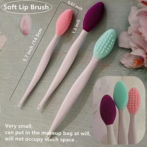 3 PCS Lip Scrub Brush, Double-Sided Silicone Exfoliating Lip Brush, Exfoliating Brush for Men Women Lip Brush Mini Exfoliating Lip Brush lip lightening for dark lips