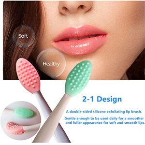 3 PCS Lip Scrub Brush, Double-Sided Silicone Exfoliating Lip Brush, Exfoliating Brush for Men Women Lip Brush Mini Exfoliating Lip Brush lip lightening for dark lips