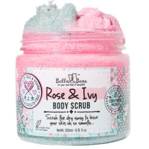 bella & bear rose & ivy body scrub, oil free, cruelty-free, vegan body exfoliator and polish for women, bulk 6.7oz – 12 pack