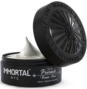 immortal nyc hair styling pomade – iconic man, flexible medium hold, low shine pomade – mens water based, no residue hair balm – all natural pomade cream for all hair types