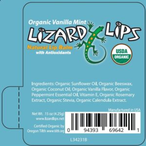 Lizard Lips USDA Certified Organic Lip Balm (Vanilla Mint)