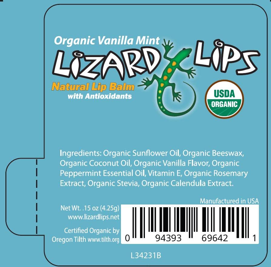 Lizard Lips USDA Certified Organic Lip Balm (Vanilla Mint)