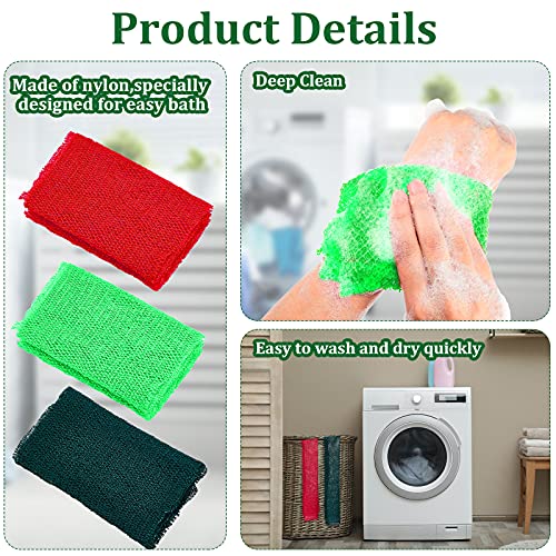 3 Pieces African Net Bath Sponge African Body Exfoliating Net Long Washcloth Bath Net Sponge Exfoliating Shower Body Scrubber Back Scrubber Skin Smoother for Daily Use or Stocking Stuffer, 3 Colors