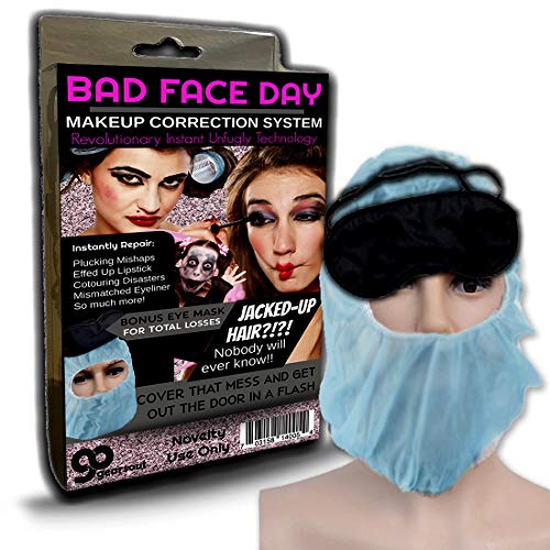 Bad Face Day Mask - Makeup Correction System Gag Gift - Novelty Beauty Treatment for Women with Free Bonus Blindfold Mask