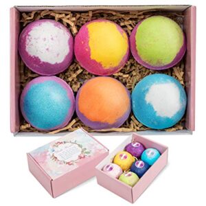 bath bombs for women 6 natural and organic bath bombs with essential oils and moisturizing shea butter, bathbombs for relaxation and stress relief, bath bomb gift set for women, girls, wife