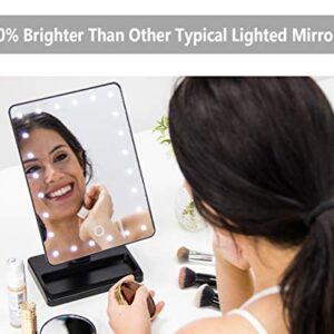 Waneway 12-Inch Screen Makeup Mirror with 24 LED Lights, Lighted Vanity Dressing Table Mirror with Touch Dimmable Memory Function and 10x Magnification Spot Mirror, Black (Battery Not Included)