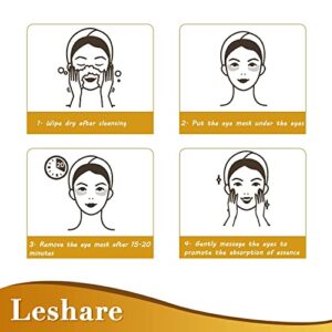 LESHARE 24K Gold Eye Mask for Reduce Dark Circles and Puffiness, Collagen Under Eye Mask and Under Eye Patches for Reduce Wrinkles, Refresh Your Eyes Skin, 24 Pairs