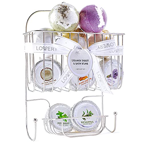 Essential Oils Shower Steamers & Bath Bombs Set in Lavender, Peppermint, Vanilla Coconut, Eucalyptus, Honey Almond Scents, Aromatherapy Shower Steamer, Relaxation Gift for Women,11Pc Set