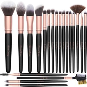 emaxdesign makeup brushes 20 pcs premium synthetic makeup brush set professional contour concealer foundation powder eye shadows blush blending brushes kit (rose golden)