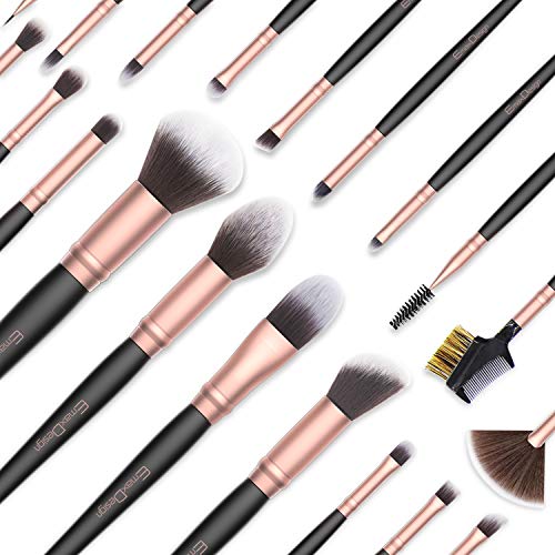 EmaxDesign Makeup Brushes 20 Pcs Premium Synthetic Makeup Brush Set Professional Contour Concealer Foundation Powder Eye Shadows Blush Blending Brushes Kit (Rose Golden)