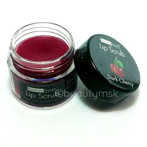 4pc Beauty Treats Lip Scrub with Almond Creme Wild Apple Vanilla Bean Dark Cherry All 4 Full Set