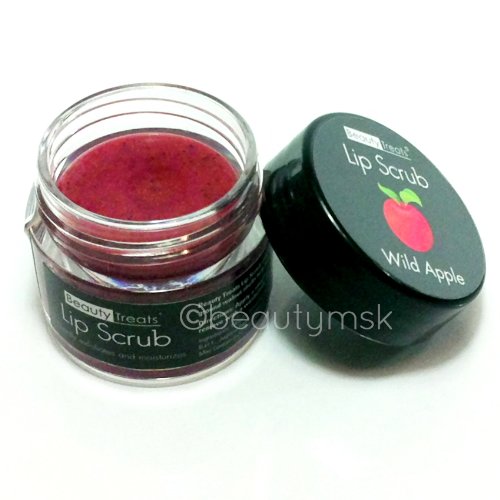 4pc Beauty Treats Lip Scrub with Almond Creme Wild Apple Vanilla Bean Dark Cherry All 4 Full Set