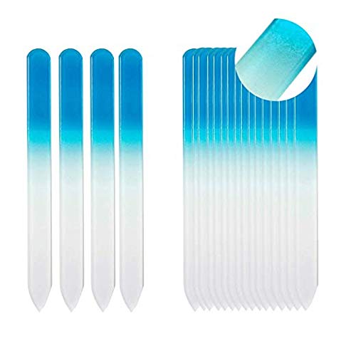 SIUSIO 40 Pack Professional Czech Crystal Glass Nail Files Double Sided Etched Surface Files Gradient Rainbow Color for Acrylic Nail Emery Boards & Buffer (Pink&Blue)