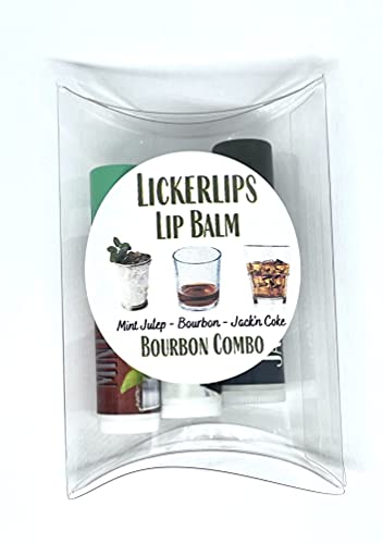 Bourbon Flavor Lip Balm Gift Set - Bourbon Mint Julep Jack'n Coke - Hydrating Lip Balm with Beeswax and Avocado Butter - Moisturizer Lip Care for Dry Lips - 0.15oz tube (Pack of 3)