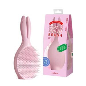 mellotory, tangle rabbit brush (pink-soft bristles), gentle touch detangler hair brush for men women & kids. soft bristles for sensitive scalp. wet & dry hair. scalp massager brush, detangling brush for adult and kids hair