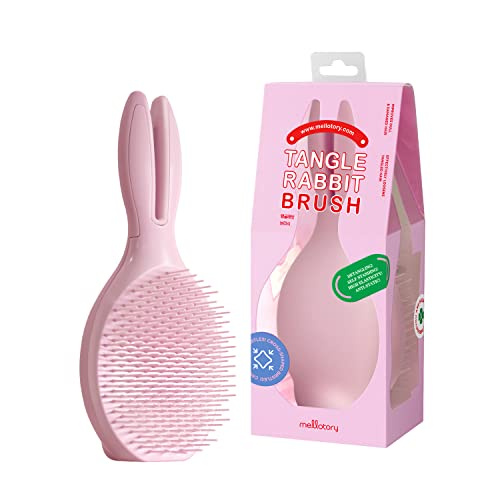 Mellotory, Tangle Rabbit Brush (Pink-Soft Bristles), Gentle Touch Detangler Hair Brush for Men Women & Kids. Soft Bristles for Sensitive Scalp. Wet & Dry Hair. Scalp Massager Brush, Detangling Brush for Adult and Kids Hair