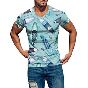 duowei men’s spring and summer leisure sports slim soft lightweight v neck short sleeved t shirt sky blue