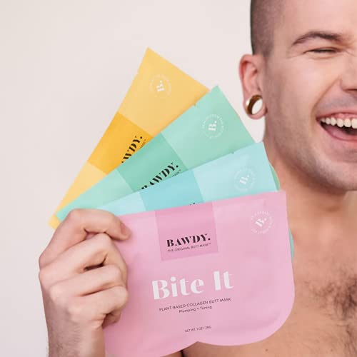 BAWDY Bite It - Plant Based Collagen Butt Mask - Hydrating + Toning Beauty Mask for Your Butt - 2 Sheets, One for Each Cheek - Clean Beauty Mask for Your Butt (2 Sheets - Single Use)