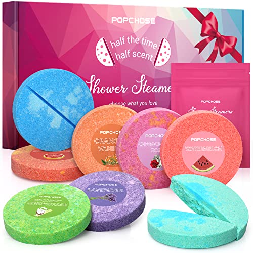 POPCHOSE Shower Steamers Aromatherapy-Dry Brushing Body Brush-- Stocking Stuffers Christmas Gifts for Women and Mom