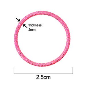 200 Pieces No-metal Hair Elastics Hair Ties Ponytail Holders Hair Bands (2 mm x 2.5 cm, Glitter Multicolor)