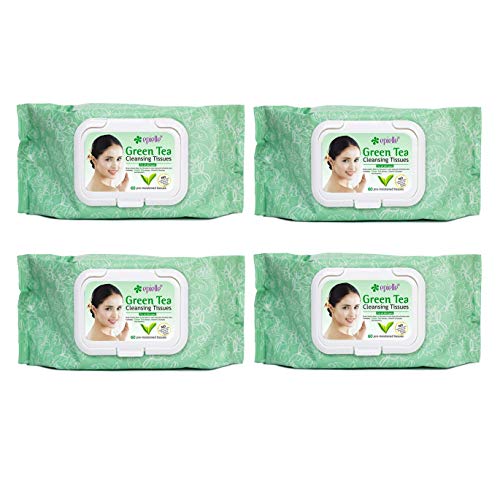 Epielle OG Makeup Remover Cleansing Wipes Tissue Green Tea Towelettes - 60ct (Sheets) per pack, Total 4 packs Beauty Stocking Stuffers Gift