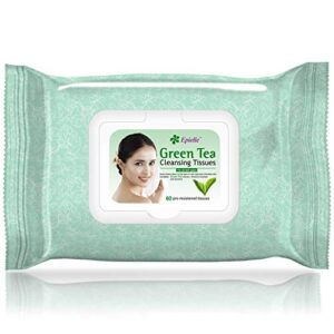 Epielle OG Makeup Remover Cleansing Wipes Tissue Green Tea Towelettes - 60ct (Sheets) per pack, Total 4 packs Beauty Stocking Stuffers Gift