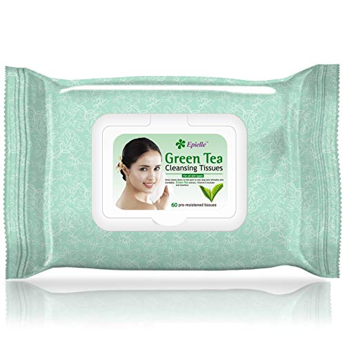 Epielle OG Makeup Remover Cleansing Wipes Tissue Green Tea Towelettes - 60ct (Sheets) per pack, Total 4 packs Beauty Stocking Stuffers Gift