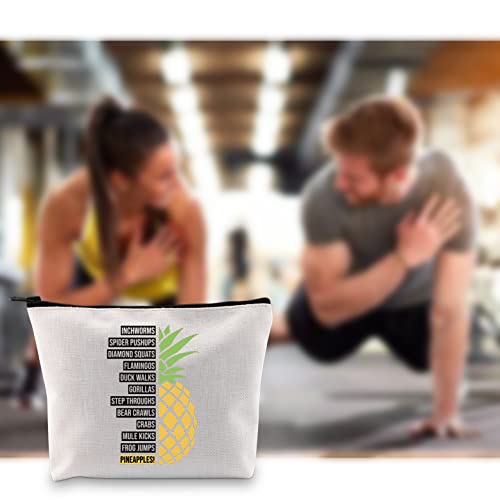 G2TUP Fitness Gym Workout Cosmetics Bag Gym Lover Gift In-chworms Spider Pushups Diamond Squats Makeup Bag Bodybuilding Workout Lover Gift (Inchworm White Bag)