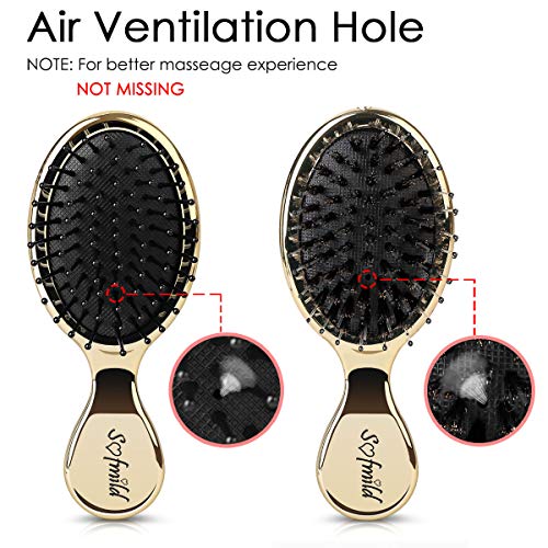 Hair Brush-Sofmild Mini Bristle Hairbrush with Nylon Pins+Travel Size Detangler Oval Hairbrush For Men Women And Kids,Convenient To Carry-2Piec