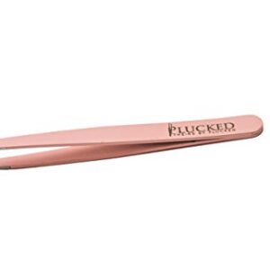 Stainless Steel Slant Tipped Tweezers by Plucked: Pack of 2 Hair Removal Tweezers for Men and Women –Slanted Tweezers for Eyebrow Plucking and Splinter Removal –Easy to Use Black and Pink Tweezers