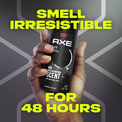 AXE Black Mens Body Spray Deodorant 48hr Odor Protection Frozen Pear & Cedarwood Aluminum Free Deodorant Body Spray, 4 Ounce (Pack of 4)