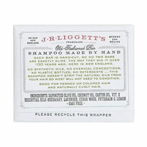 J·R·LIGGETT'S All-Natural Shampoo Bar, Herbal Formula - Supports Strong and Healthy Hair - Nourish Follicles with Antioxidants and Vitamins - Detergent and Sulfate-Free, One 3.5 Ounce Bar