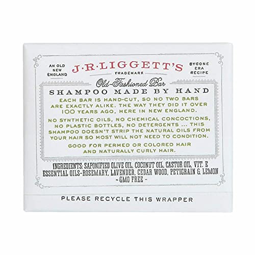 J·R·LIGGETT'S All-Natural Shampoo Bar, Herbal Formula - Supports Strong and Healthy Hair - Nourish Follicles with Antioxidants and Vitamins - Detergent and Sulfate-Free, One 3.5 Ounce Bar