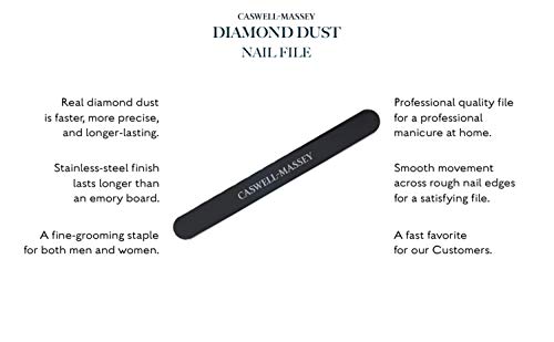 Caswell-Massey Diamond Nail File, Professional Washable Nail Buffer Crafted From Polished Steel, Durable & Long-Lasting, Pre-Polish Care, 7 In