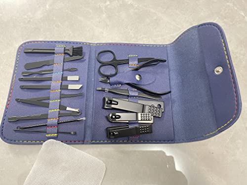 Manicure Set Professional Nail Clipper Kit, 16Pcs Stainless Steel Manicure Kit Gifts for Unisex, Manicure and Pedicure Set, Hand Foot Nail Care Tools Nail Grooming Kit with Portable Travel Case Navy