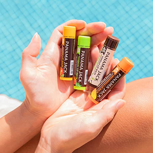 Panama Jack Sunscreen Lip Balm - SPF 45, Broad Spectrum UVA-UVB Sunscreen Protection, Prevents & Soothes Dry, Chapped Lips, Vanilla, 3-pack