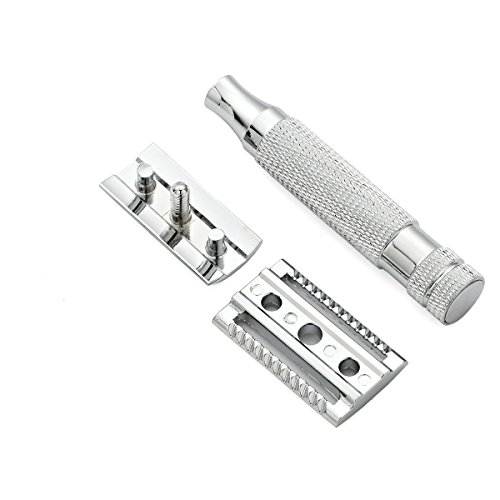 OnePlace Gifts Engraved Twin Edged Safety Razor Personalized Heavy Duty Shaving Razor For Men - 5 Blades Included