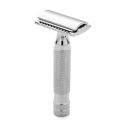 OnePlace Gifts Engraved Twin Edged Safety Razor Personalized Heavy Duty Shaving Razor For Men - 5 Blades Included