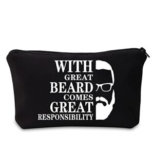 meikiup with great beard comes great responsibility men’s bag dad husband boyfriend wash bag shaving essentials travel bag (with great beard bag)