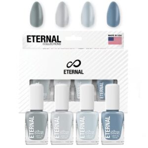 eternal gray nail polish set for women (minimalist) – 13.5ml 4 pc light nail polish set for girls – long lasting & quick dry natural nail polish kit for home diy manicure & pedicure – made in usa