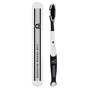 siskiyou sports nfl oakland raiders unisex travel set toothbrush and travel case, white, one size