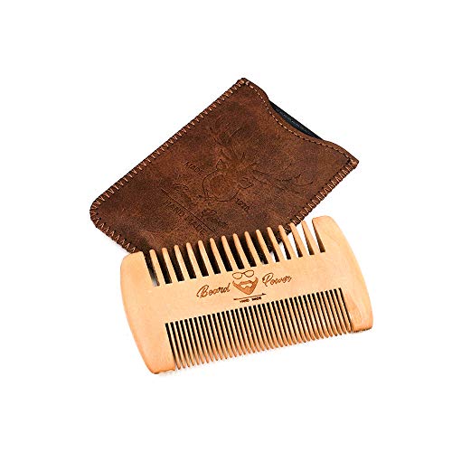 Menesia Wooden Beard Comb & Durable Case for Men Beard, Fine & Coarse Teeth, Men's Wood Pocket Comb for Beards & Mustaches & Hair,Brown Deer Design