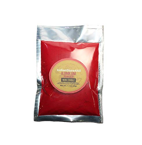 IS4A India Pure Dark Red Kumkum | Kum Kum | Bindi Powder | Sindoor Powder | Powder for Pooja and Other Hindu Rituals 1.7 OZ ( 50g)