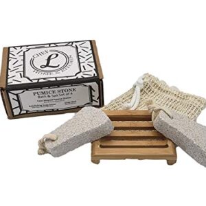 Pumice Stone Bath and Spa Set – Skin Care Set with Foot Scrubber, Multipurpose Sisal Soap Pouch and Bamboo Soap Tray – Exfoliating and Callus Remover – Natural Foot Stone