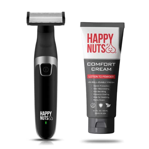 Happy Nuts Comfort Cream Ball Deodorant for Men and The Ballber Groin Hair Trimmer by Happy Nuts