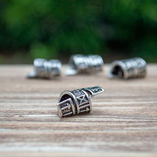 Viking Rune Beard Bead Coil Set (4-Pack) - Norse Rings for Hair, Dreads & Beards