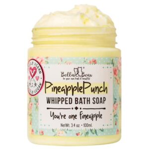 bella & bear pineapple whipped soap – paraben free – cruelty-free vegan body wash and shave cream, bulk (3.4 oz) x 24