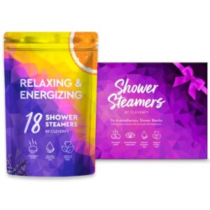 cleverfy shower steamers pack of 18 and pack of 6: citrus & lavender and variety pack bundle. shower bombs with essential oils.