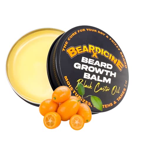 Beardicine Soft Beard Growth Balm, Deep Conditioning with Black Castor Oil, Kumquat and Shea Butter